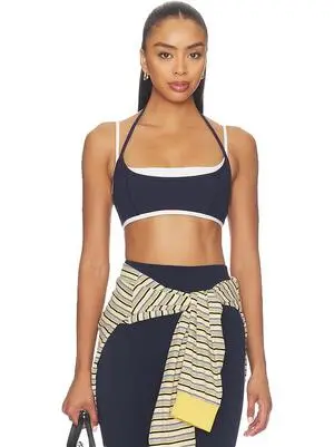 FORM X Olivia Jade Halter Layered Sports Bra In Navy & White In Navy - Navy,white