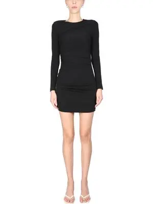 Dsquared2 Ruched Dress With Asymmetrical Neckline - Black