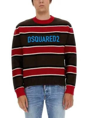 Dsquared2 Striped Jersey With Front Logo - Multicolor