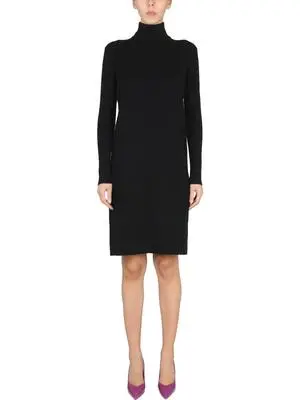 BOTTEGA VENETA BOTTEGA VENETA Black High Neck Ribbed Knit Dress