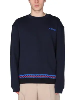 Missoni Crew Neck Embroidered Sweatshirt - Blue