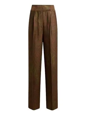 Etro Tailored Paisley Jacquard Trousers - Brown