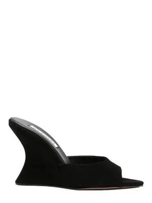AQUAZZURA Open Toe Wedge Heel Slip-on - Black