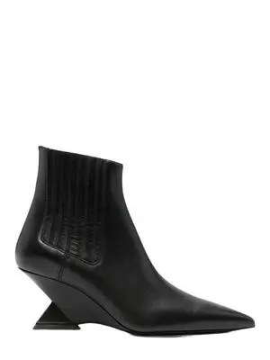 Attico The Attico Black Leather Pointed Toe Ankle Boots Black