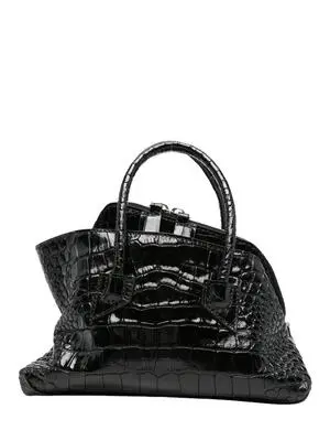 Attico Leather Croc Effect Tote Bag - Black