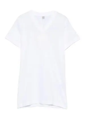 TOTEME Cotton-silk Blend Short Sleeve Top - White