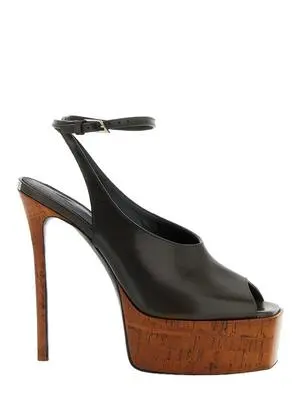 Attico Open Toe Ankle Strap Platform Stiletto Heels - Brown