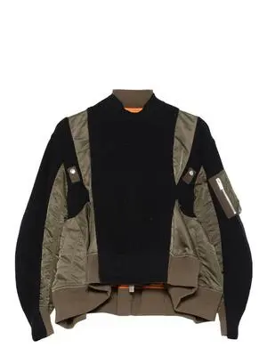 Sacai Paneled Zip Detail Oversized Jacket - Black