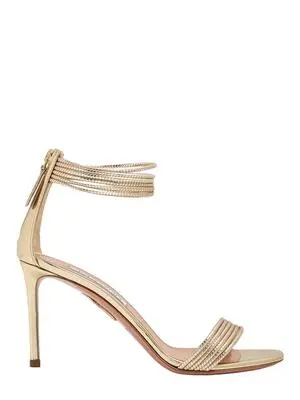 AQUAZZURA Metallic Strappy Ankle Strap Sandals - Gold