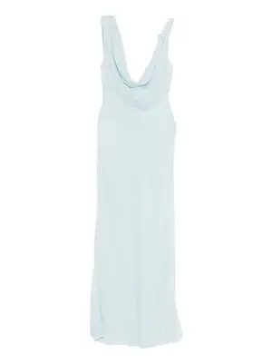 Andamane The Attico Sleeveless Cowl Neck Silk Gown With Open Back - Blue