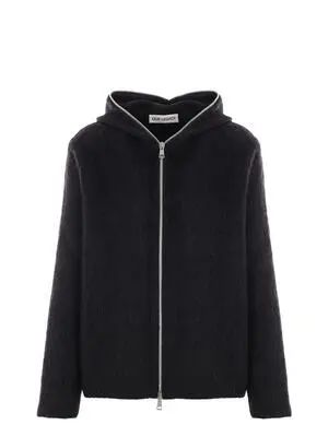 Our Legacy Textured Hooded Zip-up Sweater - Black