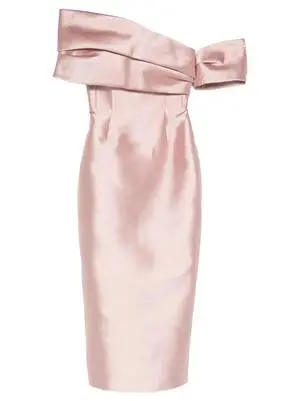 Solace London Oyster Off-shoulder Dress With Bow Detail - Pink