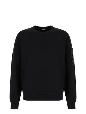 C.P. COMPANY Crewneck Sweatshirt With Logo Badge - Black