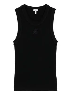 Loewe Ribbed Anagram Viscose Tank Top - Black