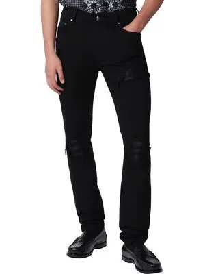 Amiri Skinny Ripped Cotton Jeans - Black