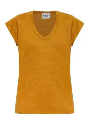 MARANT ETOILE Zankou Linen T-shirt - Yellow