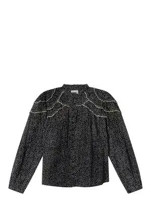 MARANT ETOILE Christa Polka Dot Print Gathered Top - Black