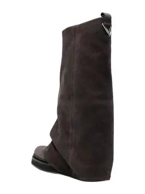 Attico Slouchy Suede Boots - Grey