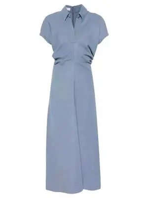 Brunello Cucinelli Gathered-waist Midi Dress - Blue