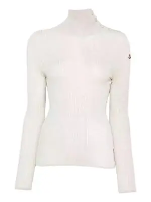 Moncler Ribbed Knit Dolcevita Sweater - Neutrals