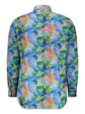 Paul & Shark Floral-print Long-sleeved Shirt - Blue