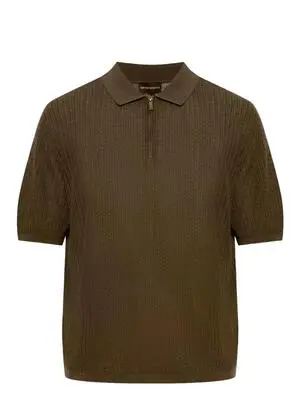 Emporio Armani Weave-knit Zip-neck Polo Shirt - Green