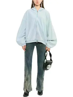 Alexander Wang Crystal Embellished Zip-up Hoodie - Blue