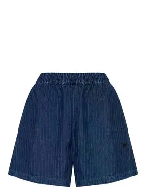 Emporio Armani Pinstripe Elasticated Mini Shorts - Blue