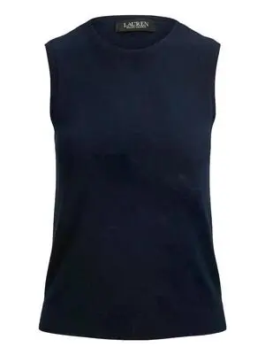 Ralph Lauren Sleeveless Ribbed Trim Knit Top - Blue
