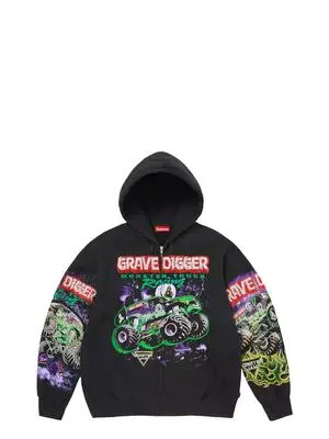 Supreme Grave Digger Zip-up Hoodie - Black