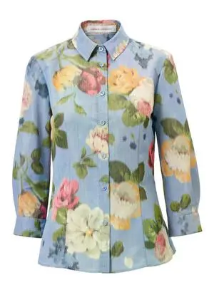 Carolina Herrera Floral Print Button-down Shirt - Blue