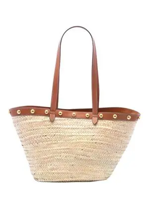 Celine 2019 Large Raffia Classic Studded Panier Tote Bag - Neutrals