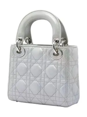 Dior Christian Dior Mini Lady Dior Satchel Silver