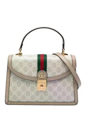 Gucci Ophidia Small Gg Canvas Web Top Handle Flap Satchel - Neutrals