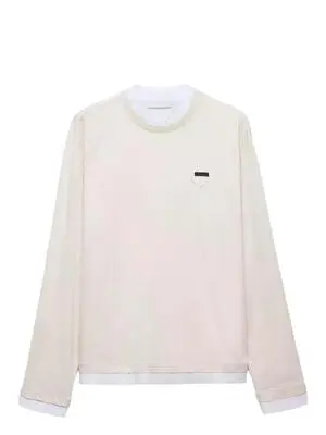 Prada Long-sleeved Cotton T-shirt - Neutrals