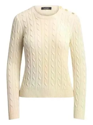 Ralph Lauren Cable Knit V-neck Sweater - Neutrals