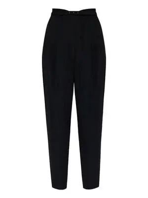 Emporio Armani Belted Pleated Trousers - Black