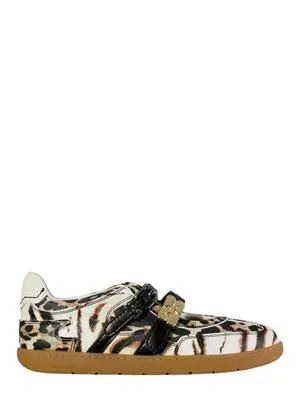 GANNI Buckled Ballet Flats With Animal Print - Neutrals