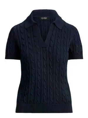 Ralph Lauren Navy Cable Knit T-shirt - Blue