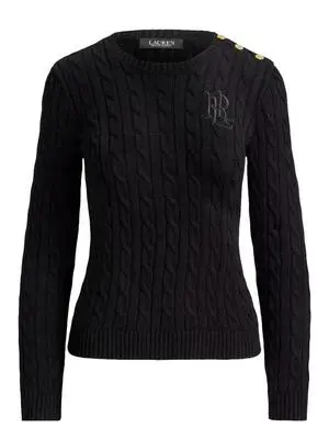 Ralph Lauren Button-trim Cable-knit Sweater - Black