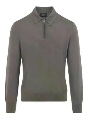 Brioni Quarter-zip Wool Polo Shirt - Grey