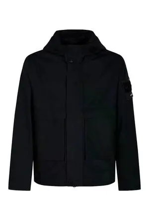 Stone Island Long-sleeve Hooded Jacket With Logo Patch - Black