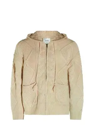 FOUND Cable-knit Zip-up Hoodie With Tassels - Neutrals