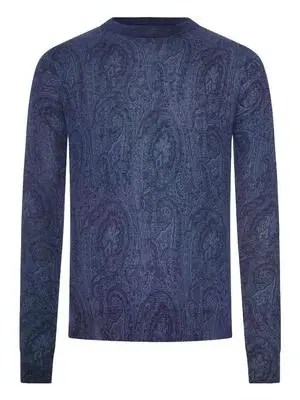 Etro Paisley-print Long-sleeve Sweater - Blue