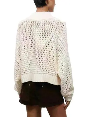 Staud Open-knit Quarter-zip Sweater - Neutrals