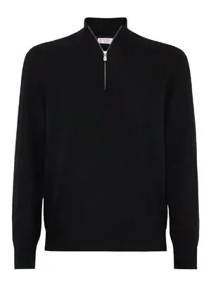 Brunello Cucinelli Cashmere Half-zip Sweater - Black