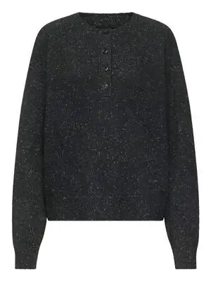 Loulou De Saison Oversized Cashmere Henley Sweater - Grey