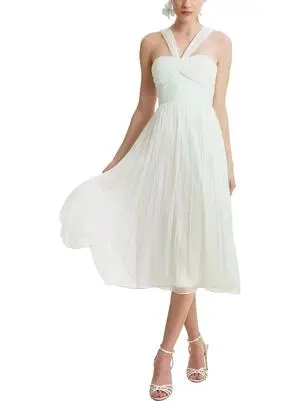 FRAMBOISE Emme Pleated Midi Dress - White