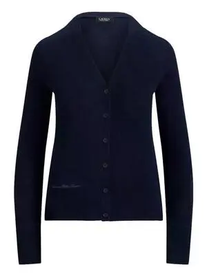 Ralph Lauren V-neck Embroidered Logo Cardigan - Blue