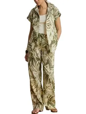 Ralph Lauren Palm Frond Print Linen Shirt - Green